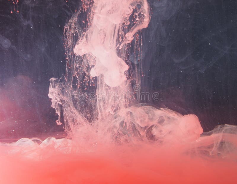 A Drop of Paint Dissolves in Water. Red Paint is Mixed with Water Stock ...