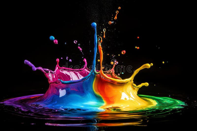 A Drop of Paint Falling into Water, Creating Colorful Swirls Stock ...