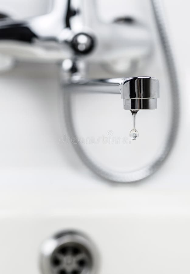 A Drop of Pure Water Dripping from the Mixer. Stock Photo - Image of ...