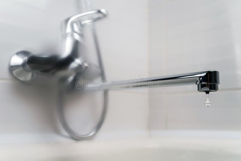 A Drop of Pure Water Dripping from the Tap. Stock Photo - Image of leak ...