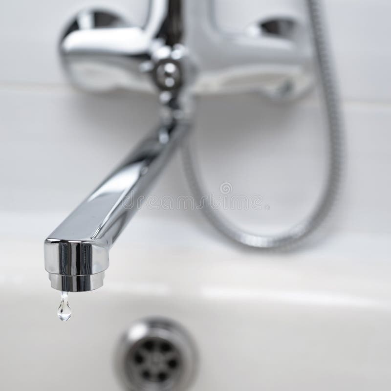 A Drop of Pure Water Dripping from the Tap. Stock Image - Image of ...