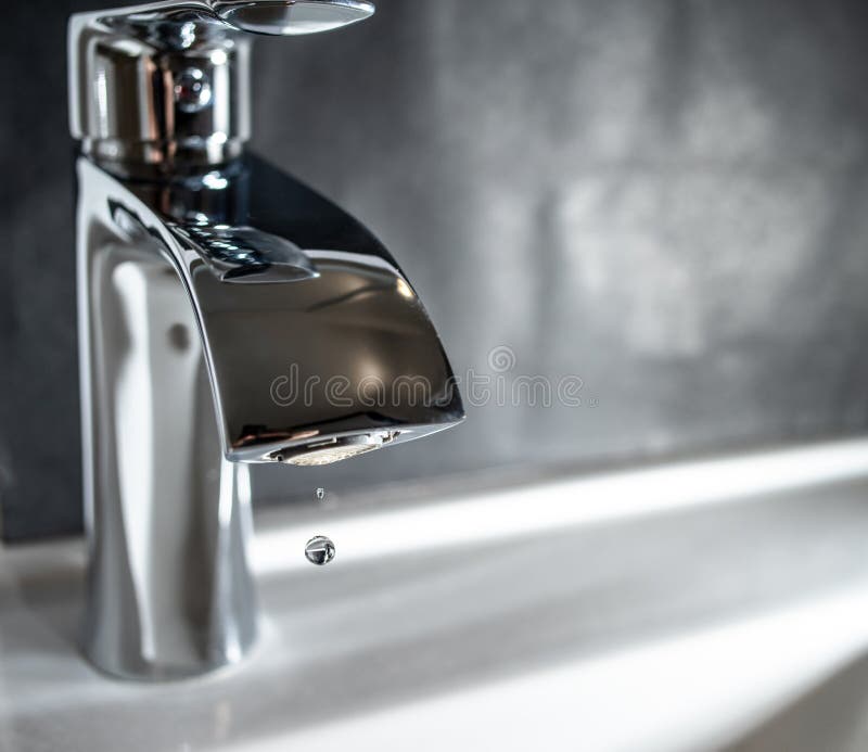 A Drop of Pure Water Dripping from the Tap. Stock Photo - Image of save ...