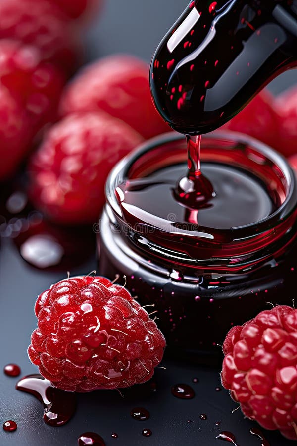 A Drop of Raspberry Essential Oil. Selective Focus Stock Illustration ...