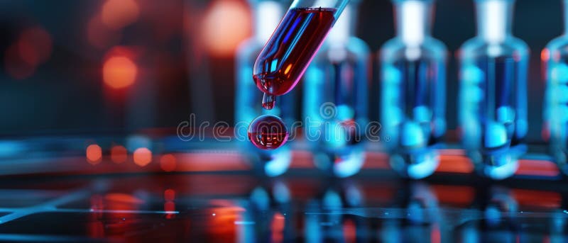 A Drop of Red Liquid is Falling into a Beaker Stock Illustration ...