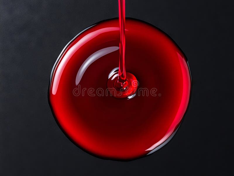 A Drop of Red Liquid Falling into a Black Surface Stock Image - Image ...