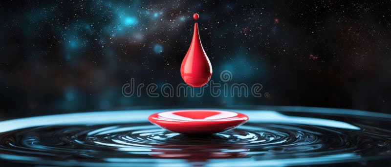 A Red Droplet of Liquid Collides with a Red Sphere, Causing a Ripple ...