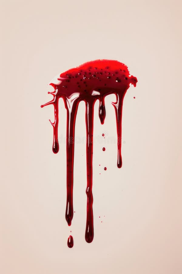 A Drop of Red Liquid Falls from Above Onto a White Surface, Creating a ...