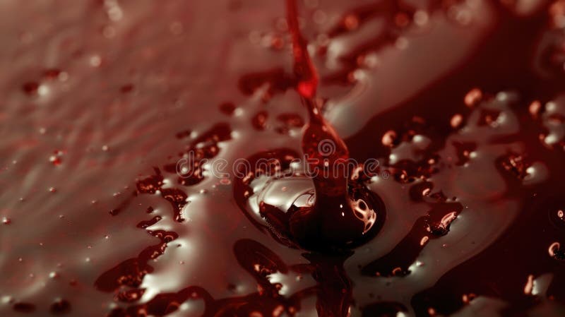 A Drop of Red Liquid Falls into a Puddle of Red Liquid Stock ...