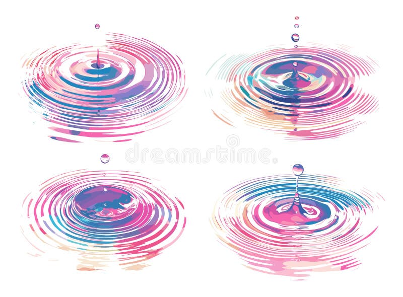 Drop Ripple Effect Collection Stylized Illustrations Trendy Style White ...