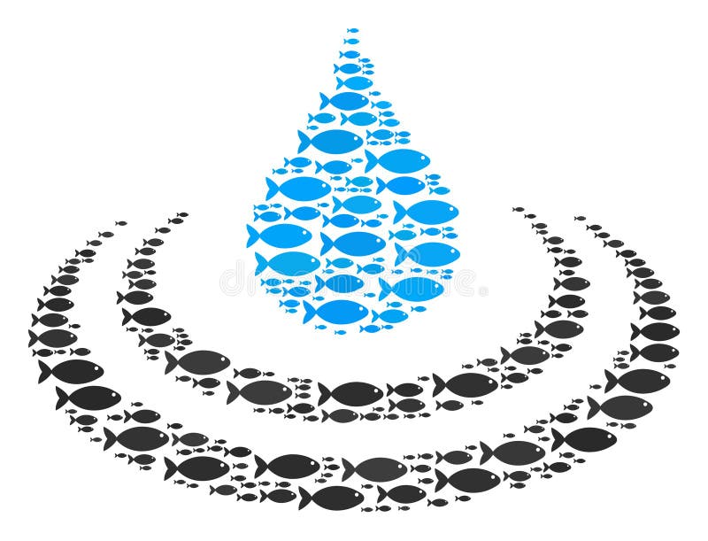 Fish Drop Service Gear Vector Collage Illustration Stock Vector ...