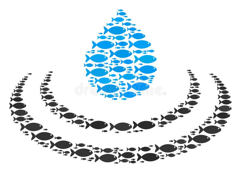 Drop Ripple Mosaic of Fish Icons Stock Vector - Illustration of ...