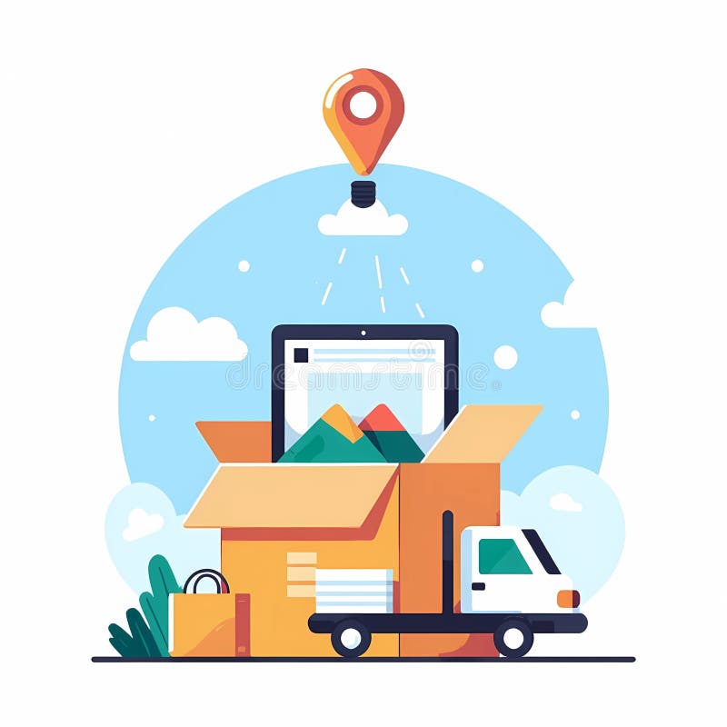 Drop Shipping Concept Icon in Flat Style Stock Illustration - Illustration of design, delivery ...