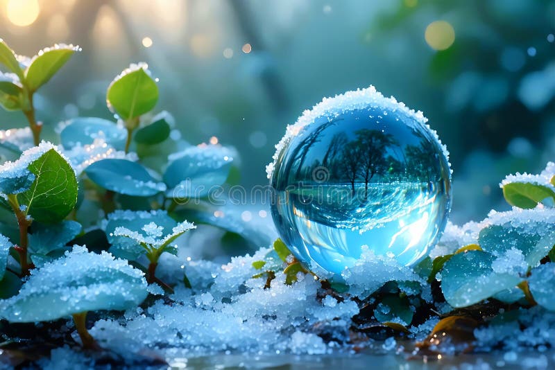 Drop on Snow. Freezing Drop in Snowfall Stock Illustration ...