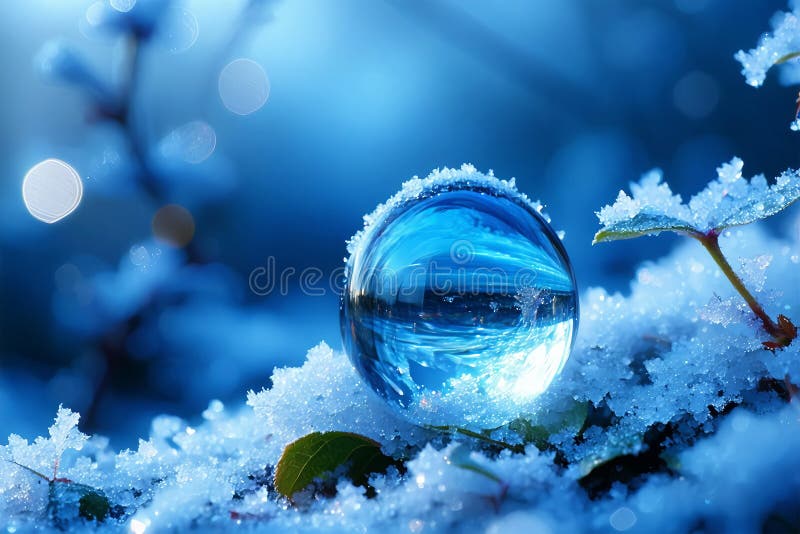 Drop on Snow. Freezing Drop in Snowfall Stock Illustration ...