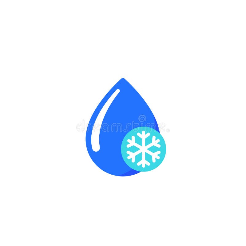 Drop with Snowflake, Frozen Water Icon on White Stock Vector ...