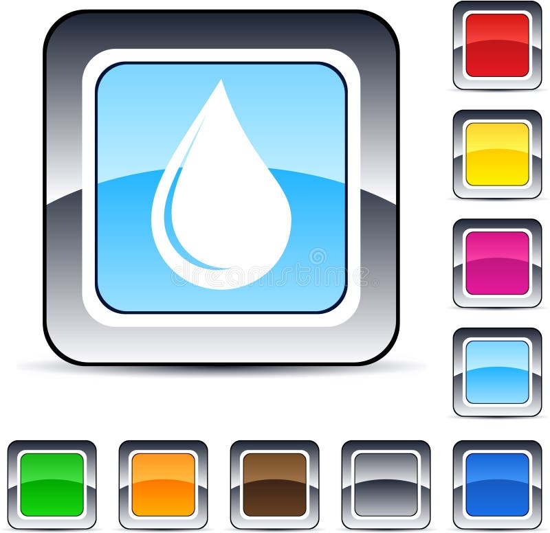 Drop square button. stock vector. Illustration of water - 14970716