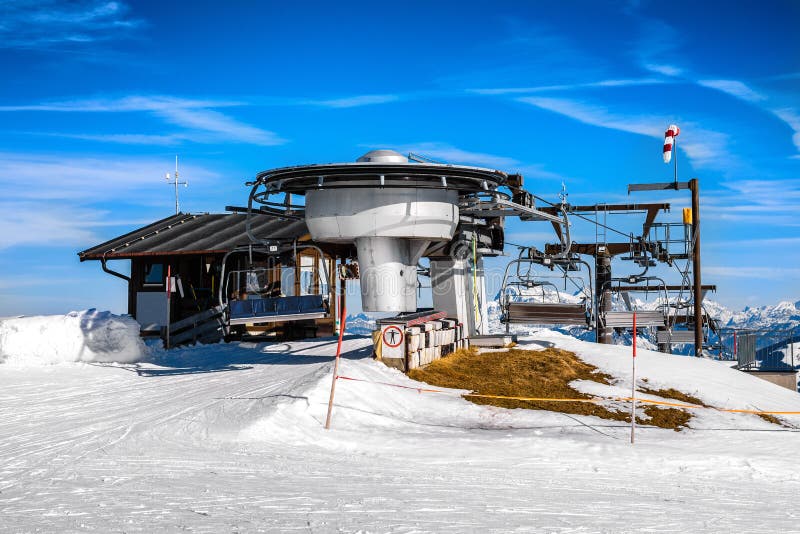 The Drop-of Station of the Chair Lift in the Alps Stock Image - Image ...