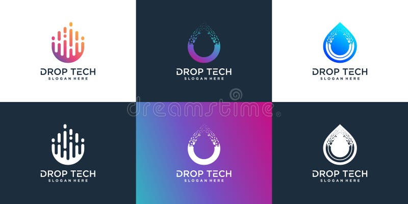 Drop Tech Logo Set with Creative Unique Style Premium Vector Stock ...