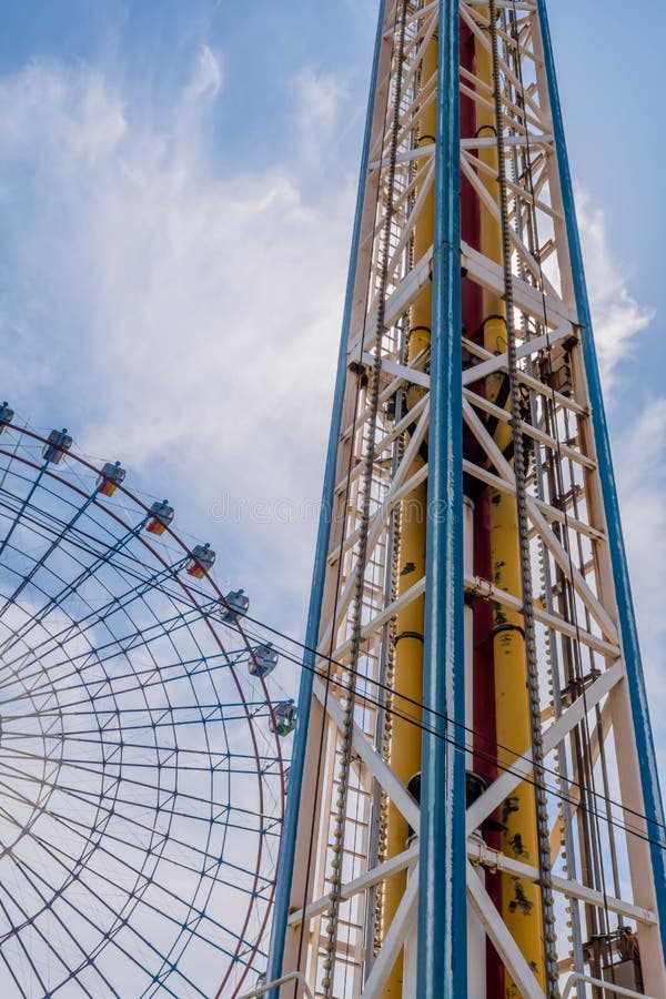 Drop Tower, Big Drop, an Attraction for Children and Adults Stock Image ...
