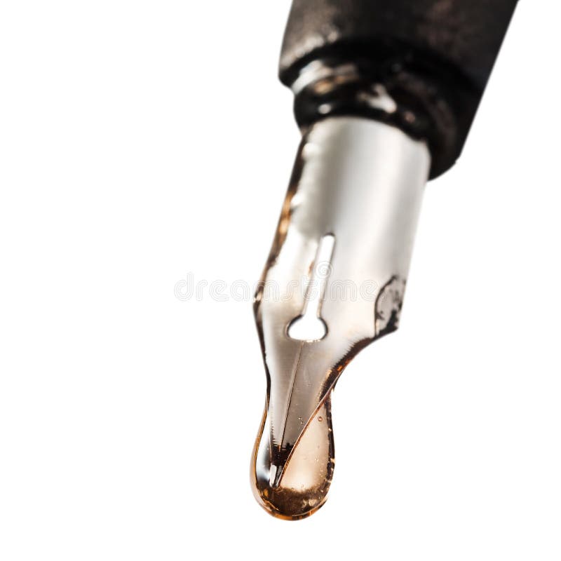 Transparent Drop Dripping from the Nib of Pen Stock Image - Image of ...