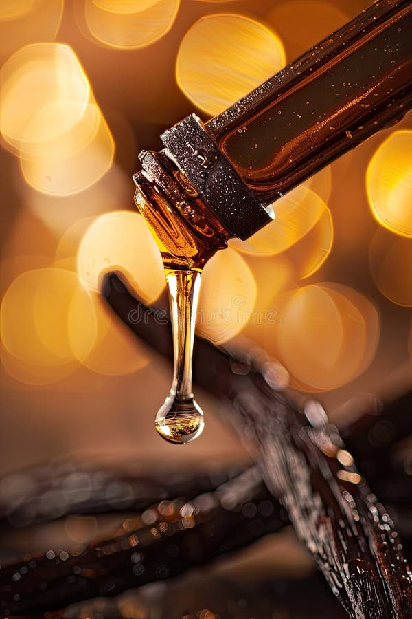 A Drop of Vanilla Essential Oil. Selective Focus Stock Illustration ...