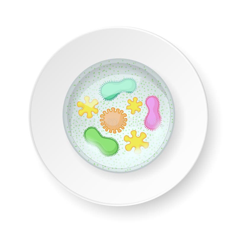 Drop of Water with Bacteria Stock Vector - Illustration of disinfection ...