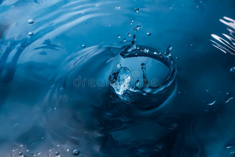 Drop of Water. Blue Water Drop. Falling Water. Water Splash Close-up ...