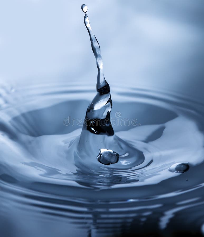 Clean Blue Drop of Water Splashing in Clear Water Stock Image - Image ...