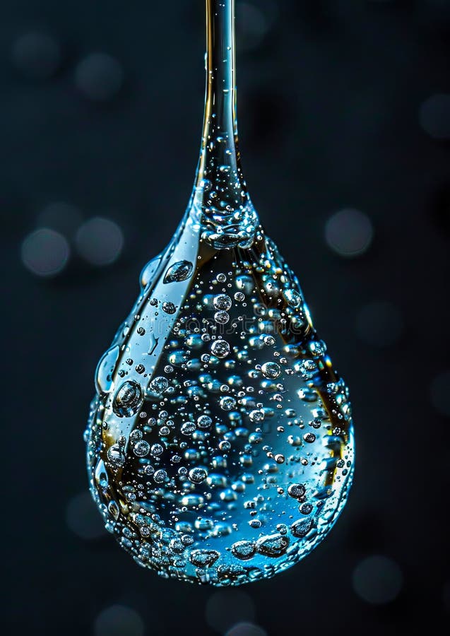 A Drop of Water with Bubbles on it Stock Photo - Image of sparkle, blue ...