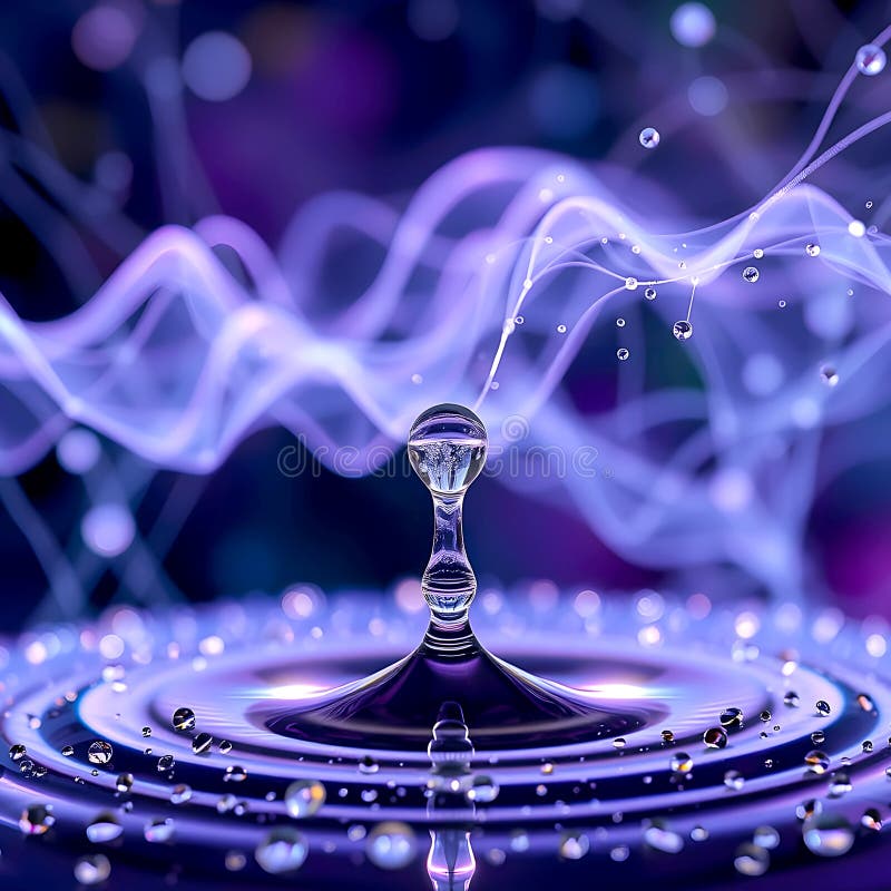 A Drop of Water and a Column of Water Rise Above the Water, Creating a ...