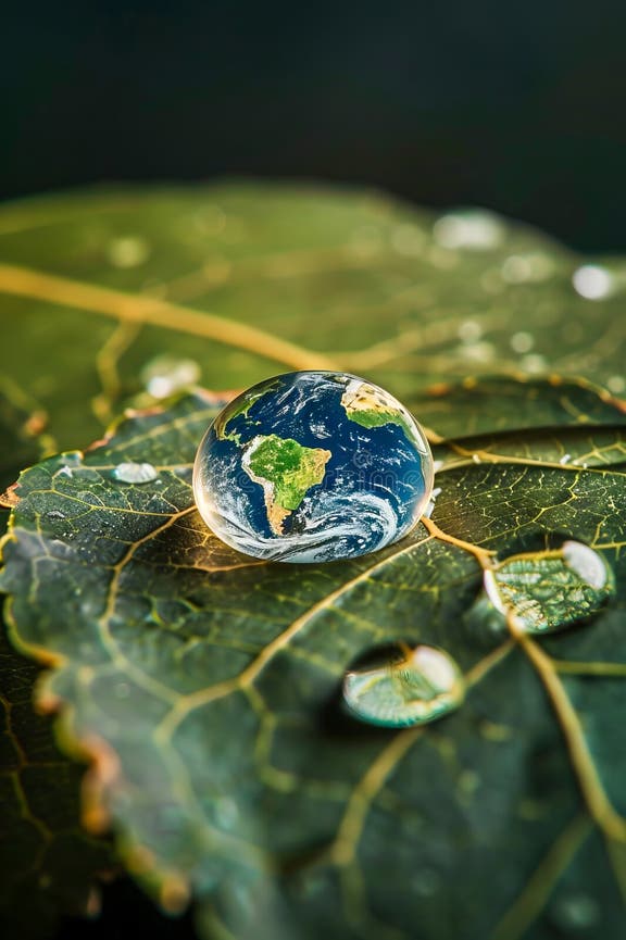 A Drop of Water with the Earth in it Stock Photo - Image of planet ...