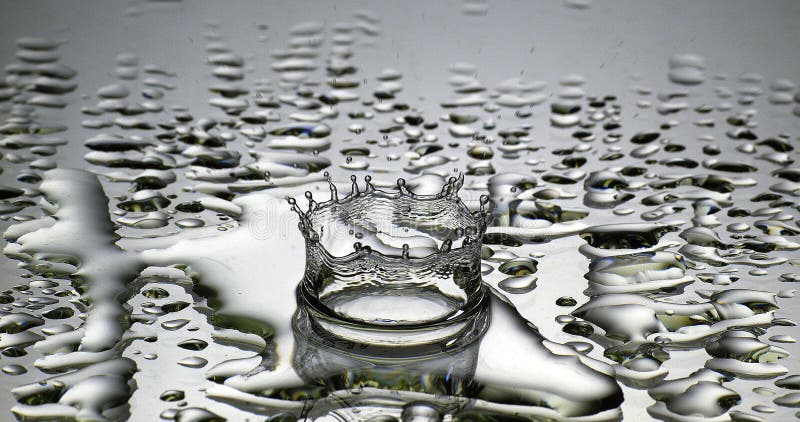 Drop of Water Falling into Water Against Grey Background Stock Image ...