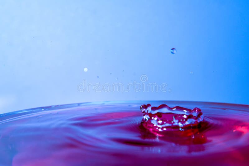 Drop of Water Falling in Blue Water and Blue Background. Stock Image ...