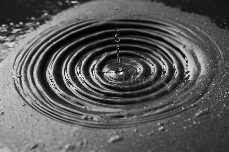 Drop of Water Falling into a Circular Puddle Stock Illustration ...