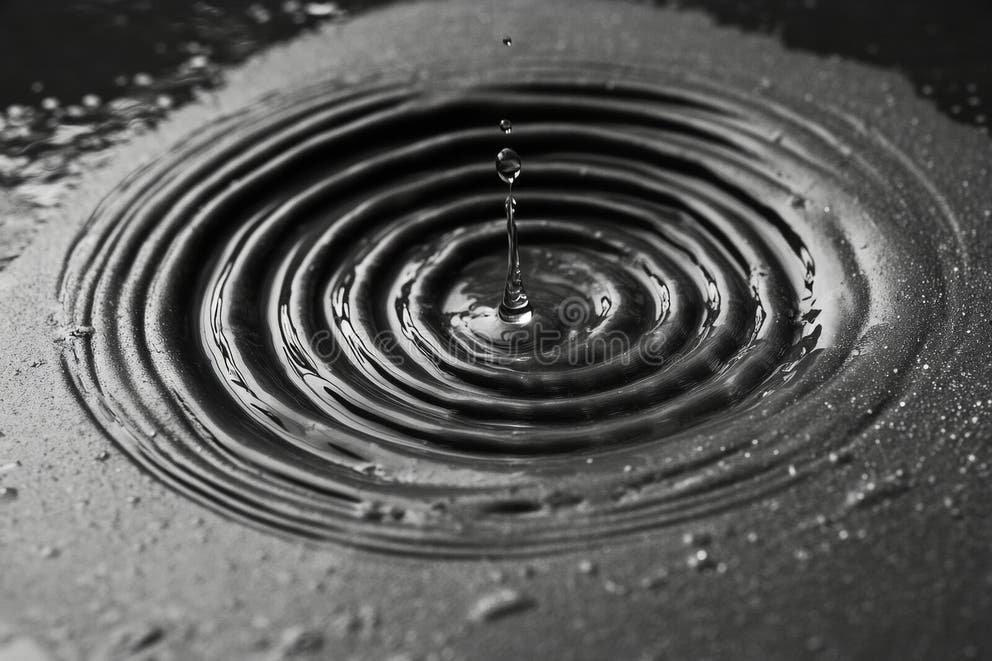 Drop of Water Falling into a Circular Puddle Stock Illustration ...