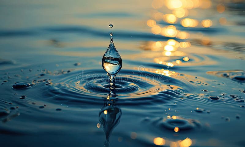 A Drop of Water is Falling into the Water, Creating a Ripple in the ...