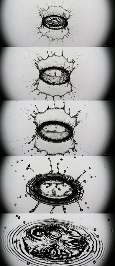 Drop of Water Falling into Water, Full Moon Stock Photo - Image of ...