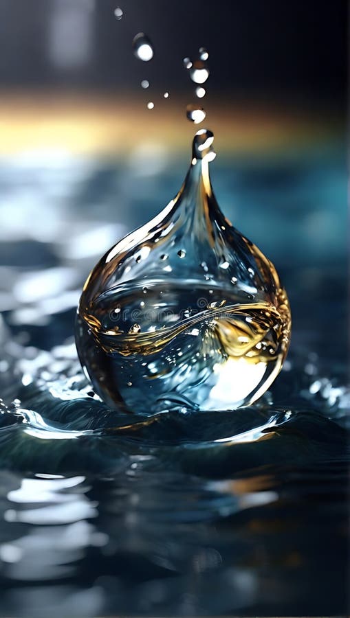 A Drop of Water that is Falling into a Glass Stock Illustration ...