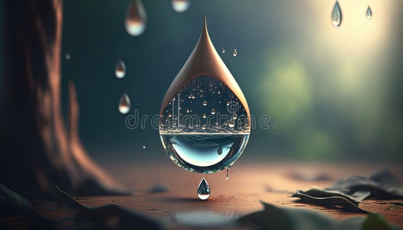 A Drop of Water that is Falling Off of a Tree. Stock Illustration ...