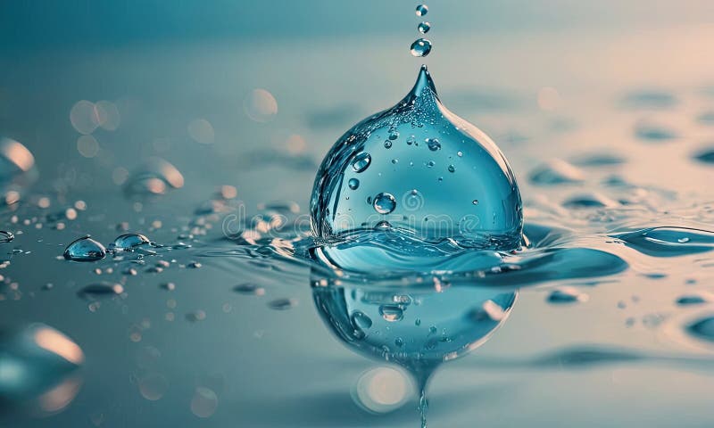 A Drop of Water is Falling into a Pool of Water, Creating a Reflection ...