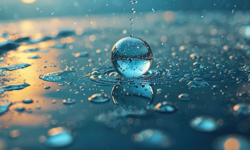 A Drop of Water is Falling into a Pool of Water, Creating a Reflection ...