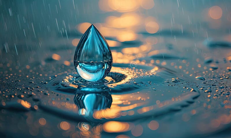 A Drop of Water is Falling into a Pool of Water, Creating a Reflection ... A Drop of Water is Falling into a Pool of Water, Creating a Reflection ...