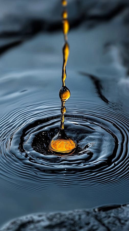 A Drop of Water Falling into a Rippled Pool of Water Stock Photo ...