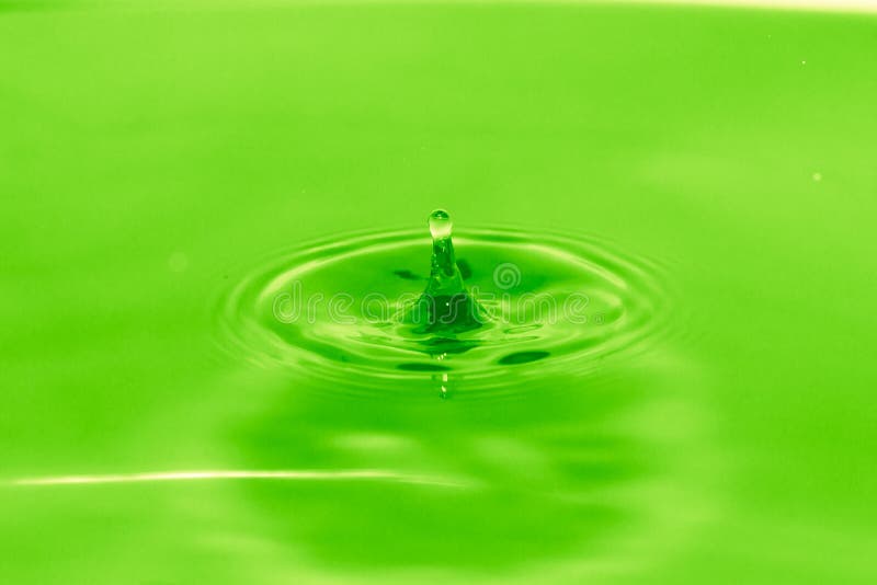 A Drop of Water Falls into the Green Water Stock Photo - Image of ...