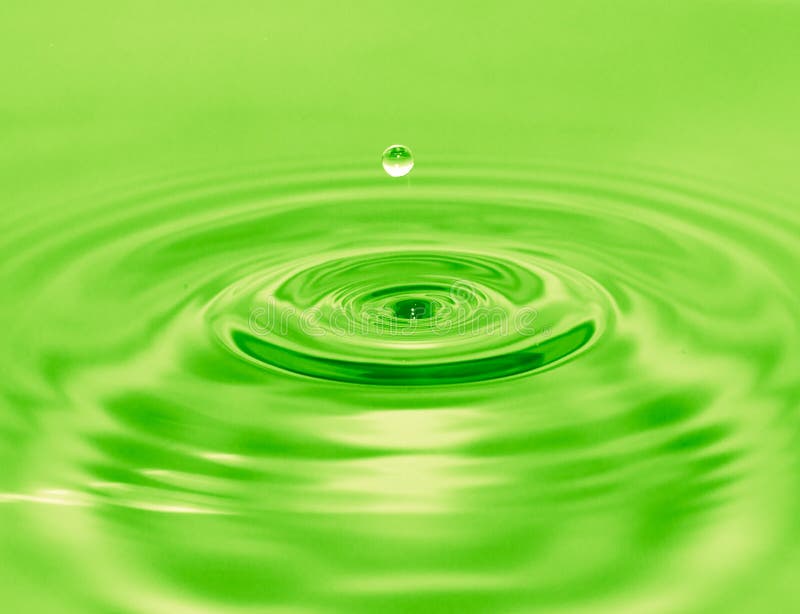 A Drop of Water Falls into the Green Water Stock Image - Image of aqua ...
