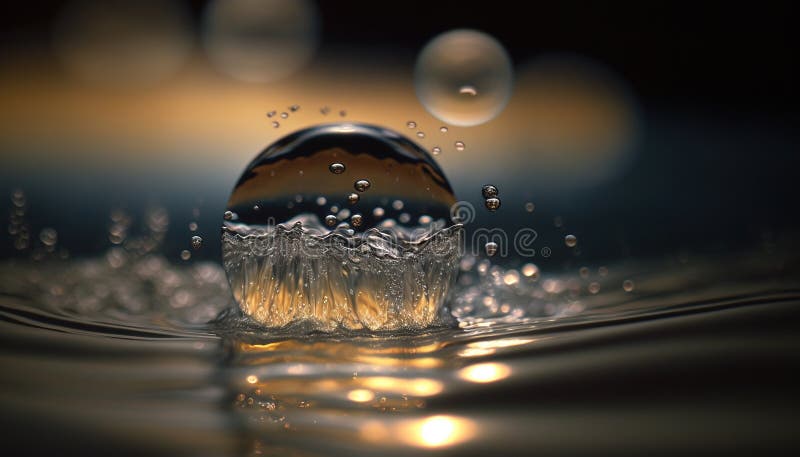 A Drop of Water that is Floating in the Air on a Surface. Generative Ai ...