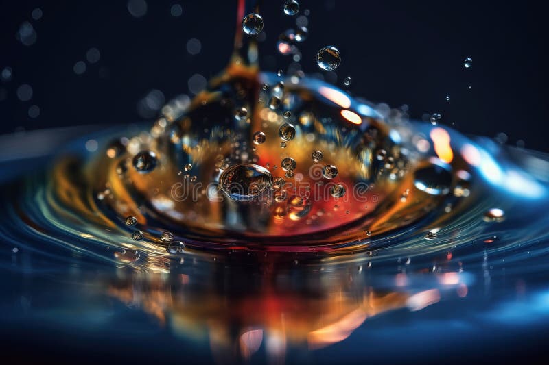A Drop of Water that is Floating on a Surface of Water Stock ...