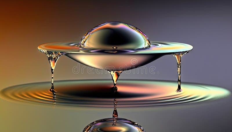 A Drop of Water is Floating on a Surface with a Drop of Liquid Stock ...
