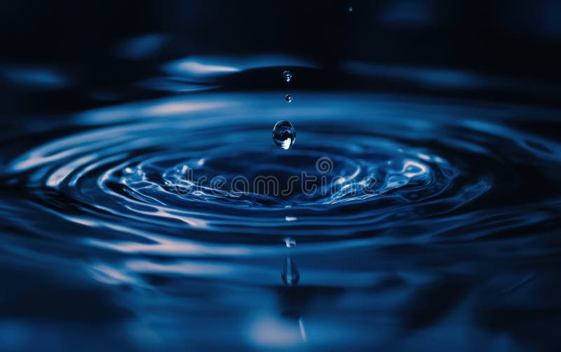 A Drop of Water is Gently Falling into a Still Pool of Water Stock ...