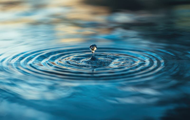 A Drop of Water is Gently Falling into a Still Pool of Water Stock ...